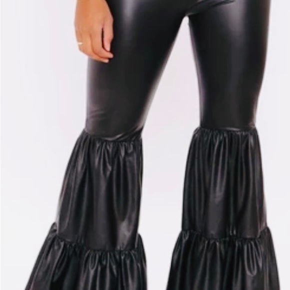 vamp | Pants & Jumpsuits | Vamp Tiered Bell Bottoms Faux Leather Nwt ...